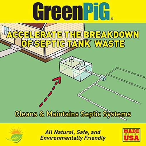 GREEN PIG 52 Live Tank Treatment Aids in The Breakdown of Septic Waste to Prevent Backups with Easy Dissolvable Flush, Consumer Strength