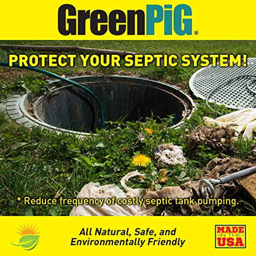 GREEN PIG 52 Live Tank Treatment Aids in The Breakdown of Septic Waste to Prevent Backups with Easy Dissolvable Flush, Consumer Strength