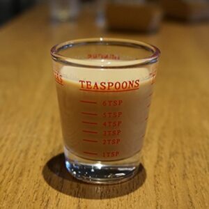 Shot Glasses Measuring cup Espresso Shot Glass Liquid Heavy Glass Wine Glass 2 Pack 26-Incremental Measurement 1oz, 6 Tsp, 2 Tbs, 30ml (Black and Red)