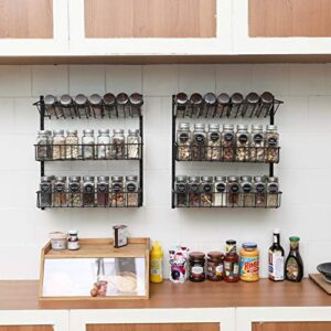 X-cosrack Wall Mounted Spice Rack Organizer 6 Tier Hanging Seasoning Holder Rack, Height-Adjustable Wire Storage Shelves for Kitchen Pantry Cabinet Door Bathroom, Black