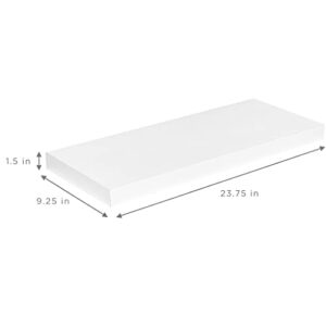 Sorbus Floating Shelf Large 24 x 9 - Hanging Wall Shelves Decoration — Perfect Trophy Display, Photo Frames — Extra Long 24 Inch (White)