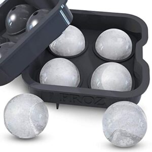 housewares solutions froz ice ball maker – novelty food-grade silicone ice mold tray with 4 x 4.5cm ball capacity