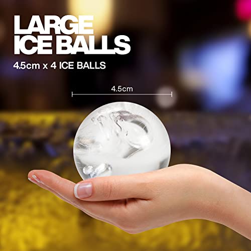 Housewares Solutions Froz Ice Ball Maker – Novelty Food-Grade Silicone Ice Mold Tray With 4 X 4.5cm Ball Capacity