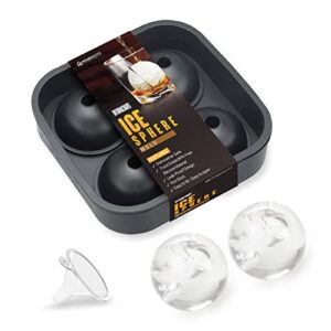 Housewares Solutions Froz Ice Ball Maker – Novelty Food-Grade Silicone Ice Mold Tray With 4 X 4.5cm Ball Capacity