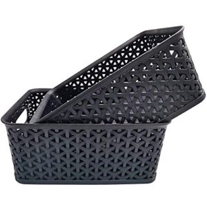 2 pack plastic storage basket,kitchen organizing pantry storage bins,open storage bins for shelves,bathroom, pantry, closet