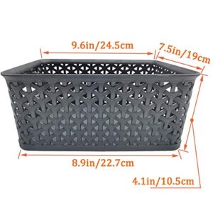 2 Pack Plastic Storage Basket,Kitchen Organizing Pantry Storage Bins,Open Storage Bins for Shelves,Bathroom, Pantry, Closet