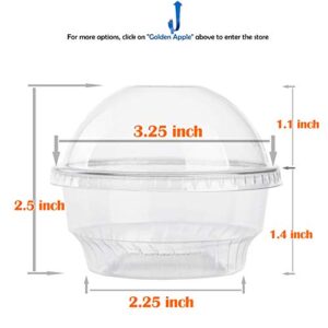 Golden Apple, 3.5oz-30sets Clear Plastic Cups for Ice Cream, Snack Bowl with Dome lids No Hole