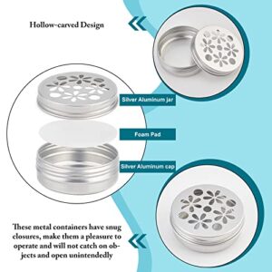 PH PandaHall 2 Ounce Aluminium Tins, 12pcs 3 Styles Empty Storage Containers with Hollow Lids 60ml Screw Lid Round Jars Sample for Aromatherapy Air Freshener Candles Travel Storage