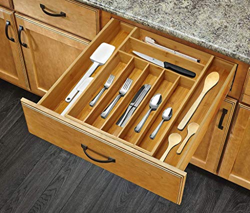 Nature Gear Kitchen Drawer Organizer - 9 Section Expandable Bamboo Storage for Flatware - Housewares - Bath & Vanity - Tool Utility Caddy Adjustable Tray