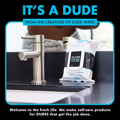 DUDE Wipes Face and Body Wipes - 3 Pack, 90 Wipes - Unscented Wipes with Sea Salt & Aloe - 2-in-1 Body & Face Wipes - Alcohol Free and Hypoallergenic Cleansing Wipes