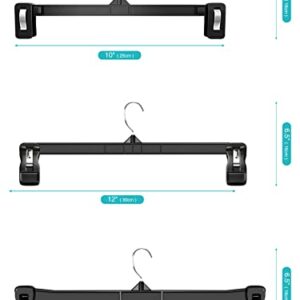 Titan Mall Pants Hangers 30 Pack 12inch Black Plastic Skirt Hanger with Non-Slip Big Clips and 360 Rotatable Hook, Durable and Sturdy Plastic Hanger, Elegant and Economical for Hanging Pants or Skirts