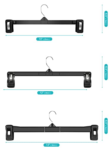 Titan Mall Pants Hangers 30 Pack 12inch Black Plastic Skirt Hanger with Non-Slip Big Clips and 360 Rotatable Hook, Durable and Sturdy Plastic Hanger, Elegant and Economical for Hanging Pants or Skirts