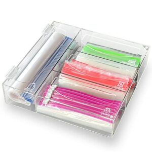 abode & abound ziplock bag organizer i acrylic storage bag organizer for drawer i plastic zip bag organizer i sandwich baggie holder and dispenser