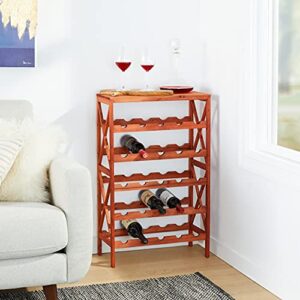 Rustic Wine Rack-Space Saving Free Standing Wine Bottle Holder for Kitchen, Bar, Dining or Living Rooms- Classic Storage Shelf by Lavish Home,Brown 10 x 21.25 x 34 inches