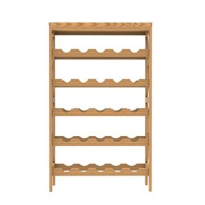 Rustic Wine Rack-Space Saving Free Standing Wine Bottle Holder for Kitchen, Bar, Dining or Living Rooms- Classic Storage Shelf by Lavish Home,Brown 10 x 21.25 x 34 inches