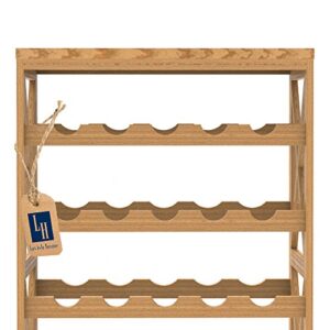 Rustic Wine Rack-Space Saving Free Standing Wine Bottle Holder for Kitchen, Bar, Dining or Living Rooms- Classic Storage Shelf by Lavish Home,Brown 10 x 21.25 x 34 inches