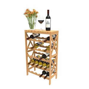 Rustic Wine Rack-Space Saving Free Standing Wine Bottle Holder for Kitchen, Bar, Dining or Living Rooms- Classic Storage Shelf by Lavish Home,Brown 10 x 21.25 x 34 inches