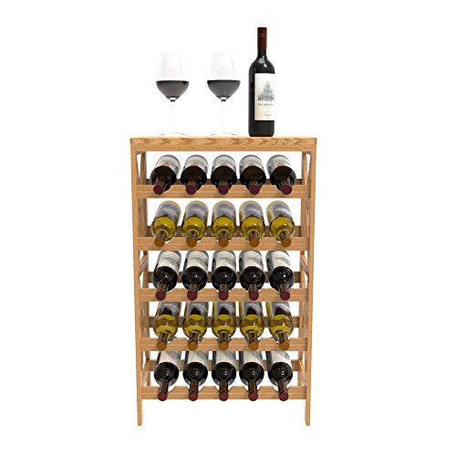 Rustic Wine Rack-Space Saving Free Standing Wine Bottle Holder for Kitchen, Bar, Dining or Living Rooms- Classic Storage Shelf by Lavish Home,Brown 10 x 21.25 x 34 inches