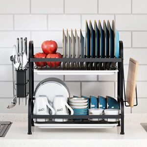 DUANFEE Dish Drying Rack with Drainboard Stainless Steel Dish Rack with Drainboard Set,Utensil Holder,Cutting Board Holder,Dish Racks for Kitchen Counter