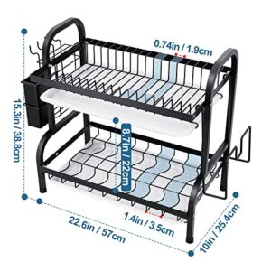 DUANFEE Dish Drying Rack with Drainboard Stainless Steel Dish Rack with Drainboard Set,Utensil Holder,Cutting Board Holder,Dish Racks for Kitchen Counter