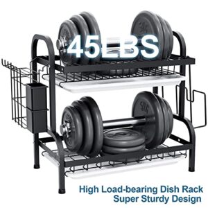 DUANFEE Dish Drying Rack with Drainboard Stainless Steel Dish Rack with Drainboard Set,Utensil Holder,Cutting Board Holder,Dish Racks for Kitchen Counter