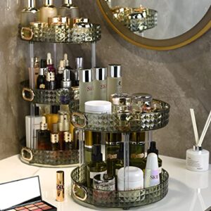 Rotating Makeup Organizer 3 Tier skincare organizers with handle Bathroom Lazy Susan Organizer Perfume Organizer Spinning Cosmetics Organizer for Vanity，Cabinets, Pantry, Fridge, Countertops，Kitchen