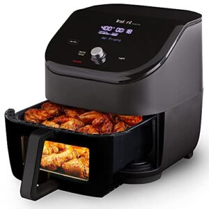 instant vortex plus 6-quart air fryer oven, from the makers of instant pot with clearcook cooking window, digital touchscreen, app with over 100 recipes, single basket, black