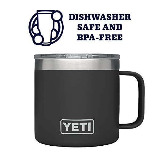 YETI Rambler 14 oz Stainless Steel Vacuum Insulated Mug with Lid, Black