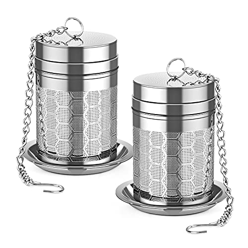 Tea Infusers for Loose Tea, (2 Pack) 18/8 Stainless Steel Tea Strainer Set, Extra Fine Mesh Tea Steeper for Brew Tea, Spices & Seasoning