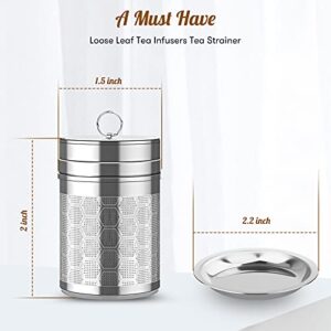 Tea Infusers for Loose Tea, (2 Pack) 18/8 Stainless Steel Tea Strainer Set, Extra Fine Mesh Tea Steeper for Brew Tea, Spices & Seasoning