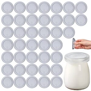 20 pcs yogurt jar lids set 2.68inch clear plastic lids yogurt jars food storage replacement lids covers for milk coffee cookie supplies