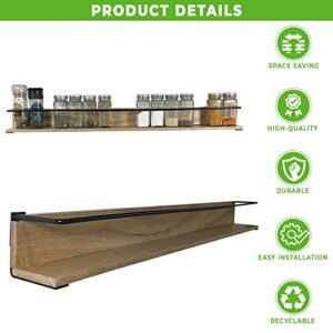 Spice Shelf - Hanging Spice Rack - Stove Shelf - Over the Stovetop or Wall Mounted - 30’’ Rustic Wood Floating Spice Rack - Seasoning Organizer above Oven - Kitchen Hack - Storage Solution/Space Saver