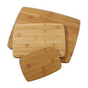 farberware 3-piece kitchen cutting board set, reversible chopping boards for meal prep and serving, charcuterie board set, wood cutting boards, assorted sizes, bamboo