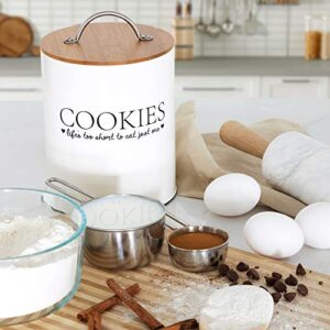 D'Lifeful Farmhouse Cookie Jars for Kitchen Counter with Airtight Seal Bamboo Lid - Decorative Tin Cookie Jar with Lids - Storage Container for Cookies and Baking Supplies