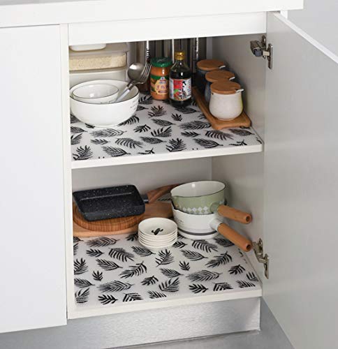 Jacriah Shelf Liner for Kitchen Cabinets Non-Adhesive Leaf Drawer Liner Non-Slip Refrigerator Liner Waterproof Fridge Pad Cupboard Mat Easy Placemats, Ideal for Wire Pantry Bathroom, 17.7"× 47.2"