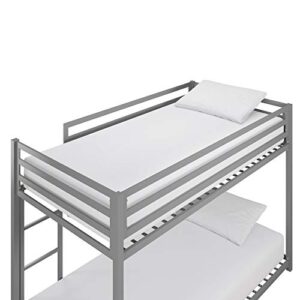 DHP Miles Metal Bunk Bed, Silver, Twin over Twin