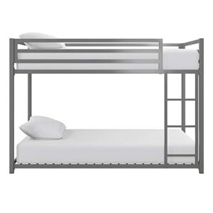 DHP Miles Metal Bunk Bed, Silver, Twin over Twin