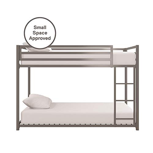 DHP Miles Metal Bunk Bed, Silver, Twin over Twin