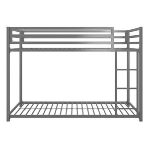 DHP Miles Metal Bunk Bed, Silver, Twin over Twin