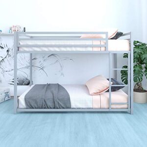 DHP Miles Metal Bunk Bed, Silver, Twin over Twin