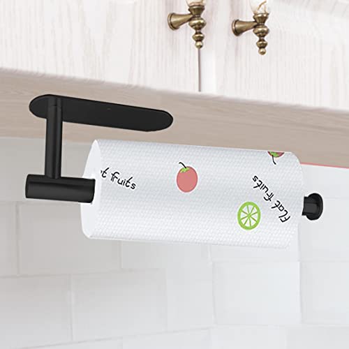 Upgraded Calegency Paper Towel Holder Under Cabinet, Wall Mounted Paper Towel Dispenser, Matte Black SUS304 Self-Adhesive and Drilling Optional Large Paper Towel Roll Holder for Bathroom, Kitchen, RV