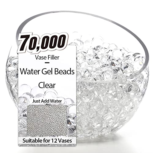 NOTCHIS 70,000 Clear Water Gel Beads for Vases, Transparent Gel Water Pearls Bead for Vase Filler, Floating Pearls, Floating Candles, Wedding Centerpiece Floral Decorations