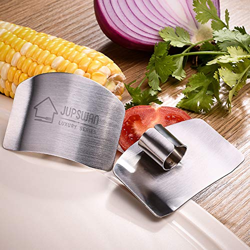 Jupswan Finger Guards for Cutting Kitchen Tool Stainless Steel Finger Guard Finger Protector Avoid Hurting When Slicing and Dicing 2 Pack