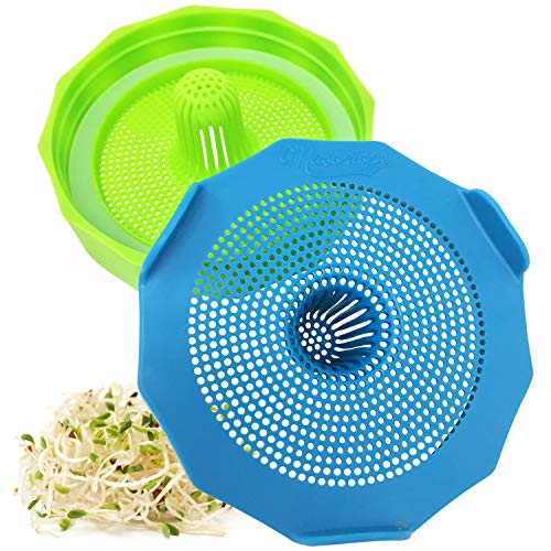 Masontops Bean Screen Microgreens Growing Kit Plastic Sprouting Lids Wide Mouth Mason Jar Sprout Kit – For Growing Broccoli Sprouts, Alfalfa, Seed & Bean Sprouts – 2 Pack Wide Mouth Sprouting Jar Lids