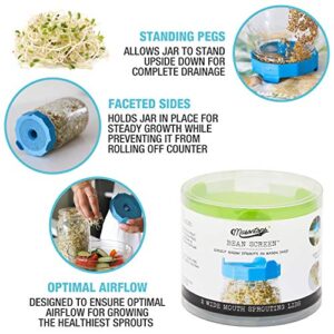 Masontops Bean Screen Microgreens Growing Kit Plastic Sprouting Lids Wide Mouth Mason Jar Sprout Kit – For Growing Broccoli Sprouts, Alfalfa, Seed & Bean Sprouts – 2 Pack Wide Mouth Sprouting Jar Lids