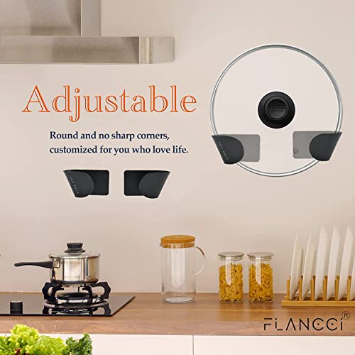 FLANCCI Adjustable Pot Lid Organizer Cabinet Door Kitchen Organization, (6 Pairs) Pot Lid Holder Kitchen Hacks, Pot Lid Organizers Inside Cabinet Door, Wall Mount Pot Lid Hanger, Black set 6 Pairs