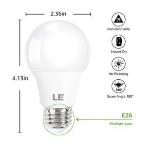 LE LED Light Bulbs 60 Watt Equivalent, 9W 800 Lumens Non-Dimmable, Daylight White 5000K, A19 E26 Standard Medium Base, 10000 Hour Lifetime 5 Count (Pack of 1)