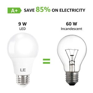 LE LED Light Bulbs 60 Watt Equivalent, 9W 800 Lumens Non-Dimmable, Daylight White 5000K, A19 E26 Standard Medium Base, 10000 Hour Lifetime 5 Count (Pack of 1)