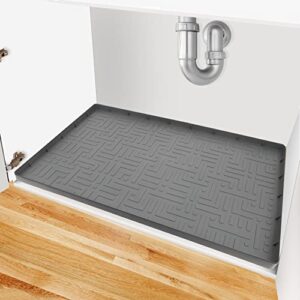 punvot under sink mat for kitchen waterproof, 34″ x 22″ kitchen mat washable, non-slip silicone under sink liner drip tray for kitchen & bathroom sink cabinet liner – under sink organizers and storage