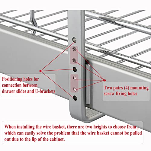 DINDON 1 Tier Pull Out Cabinet Organizer (14" W x 21" D) Heavy-Duty Metal Sliding Drawer Shelf, Slide Out Wire Basket for Kitchen Cabinets, Pantry, Bathroom, Chrome Finish…